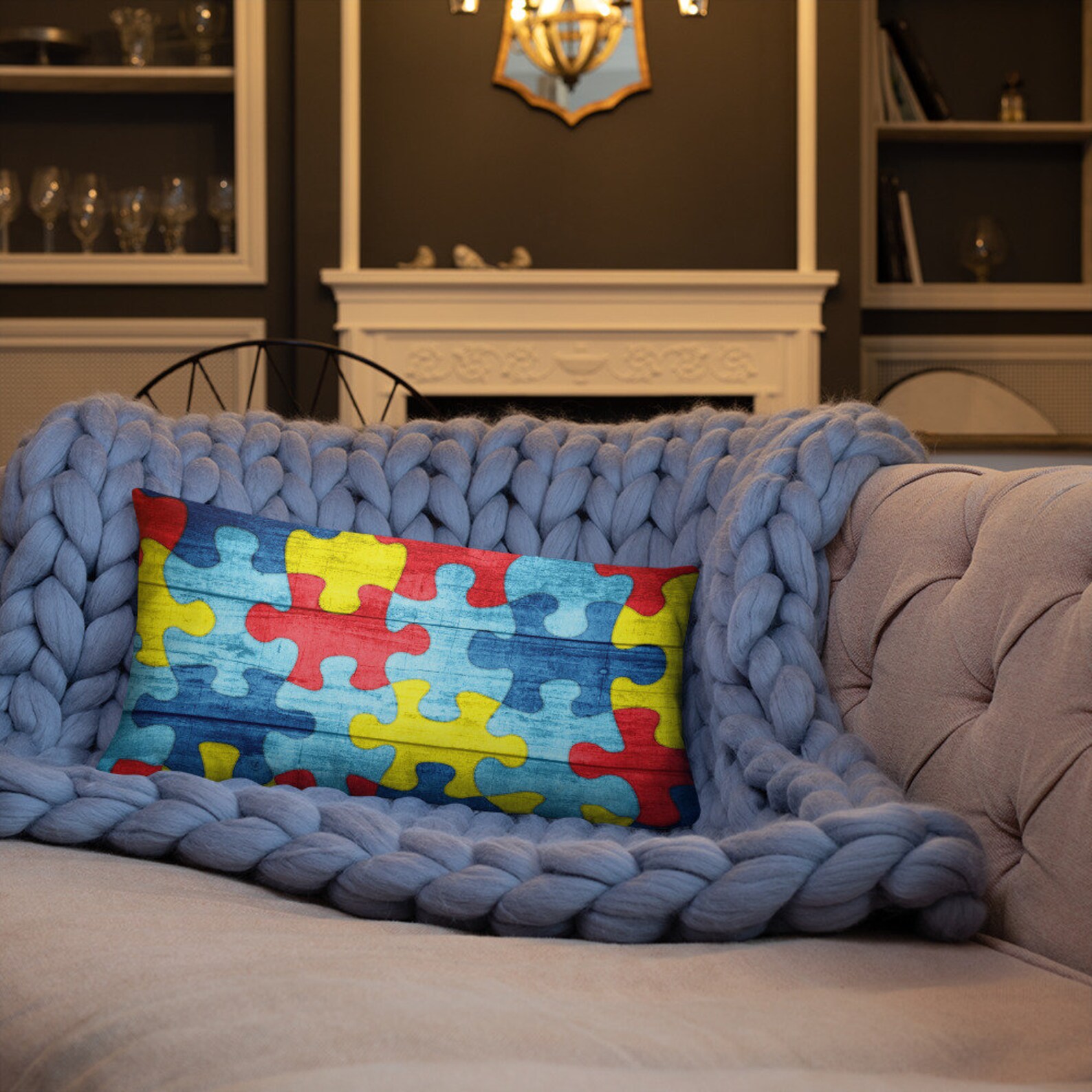 Autism Awareness Puzzle Piece Basic Pillow Square or Rectangle - Etsy