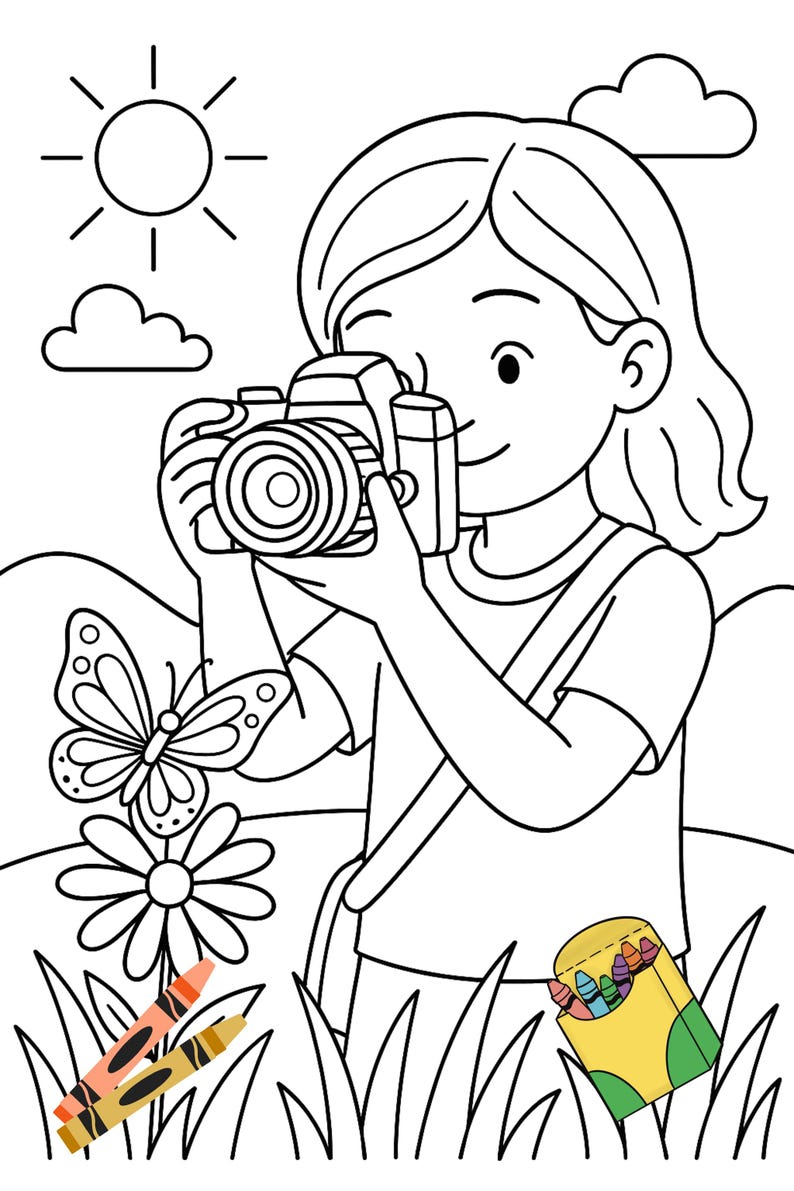 Photography Coloring Page: Printable Photo Art (digital File) - Etsy ...