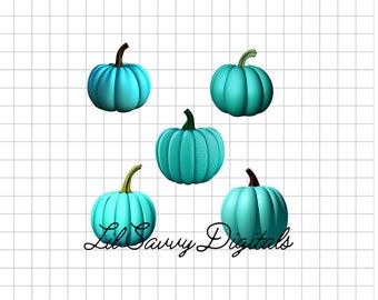 Teal Pumpkins Clipart - Etsy
