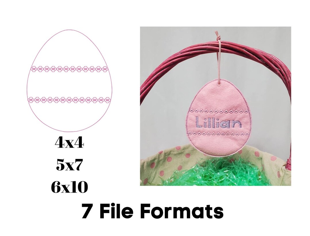 ITH Easter Egg Name Tag Embroidery Design (digital File) - Etsy