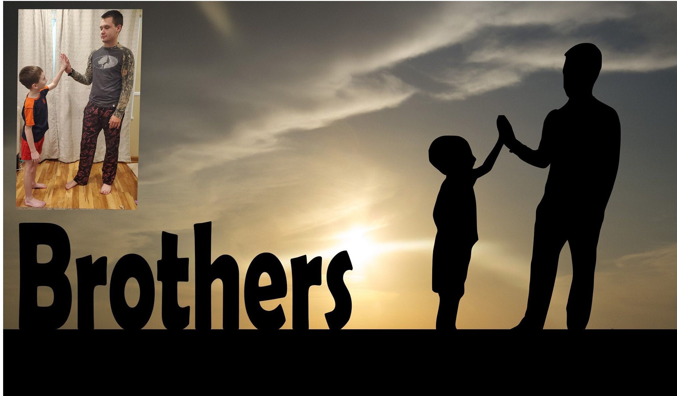 Brothers Silhouette Digital Background, Silhouette Background ...