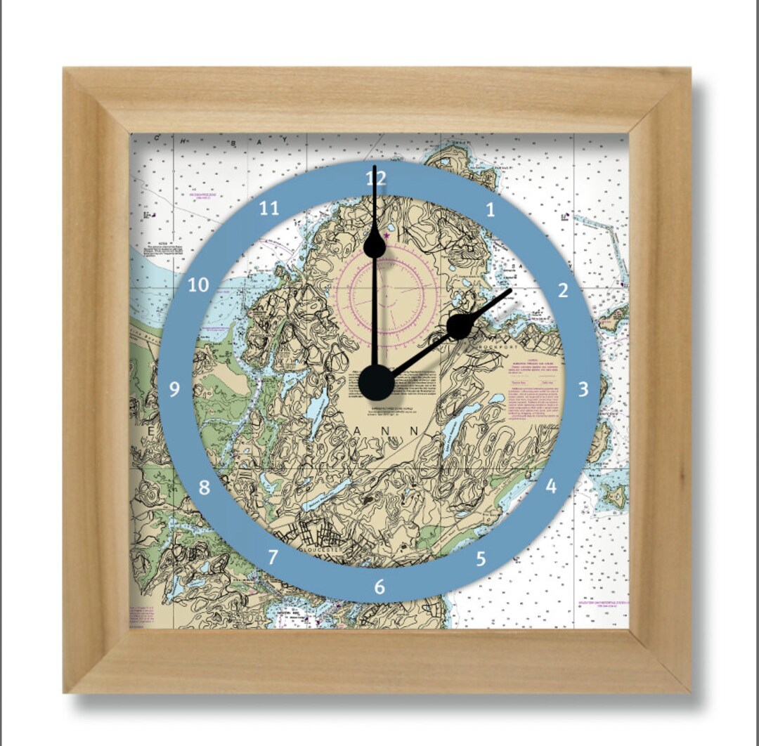 Custom Time Clock Featuring a Nautical Chart of Your Favorite Area. - Etsy