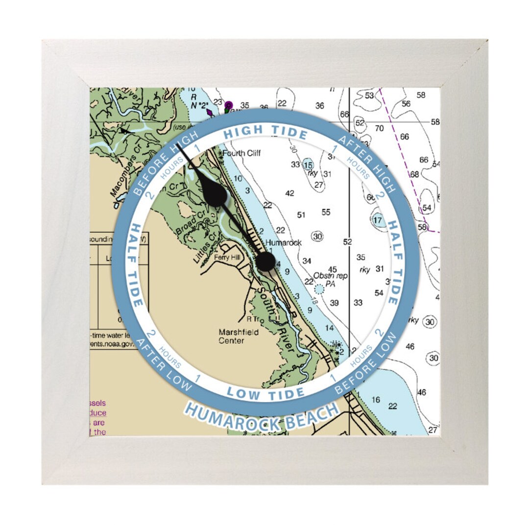 Humarock, Massachusetts Tide Clock, Nautical Chart, Hang or Stand, Wood ...