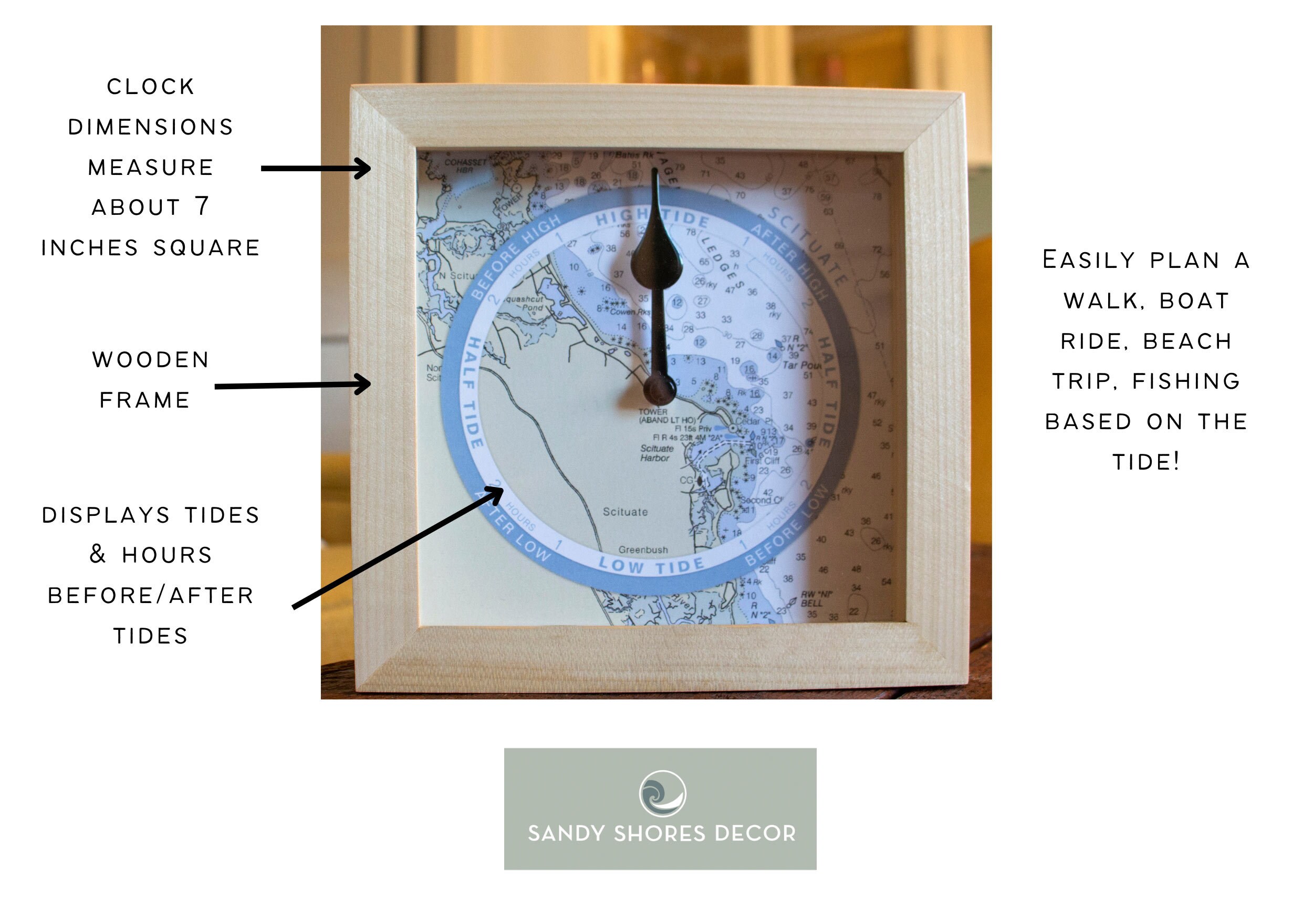 Cape Cod Map Tide Clock | Nautical Chart Tide Clock | Fisherman and ...