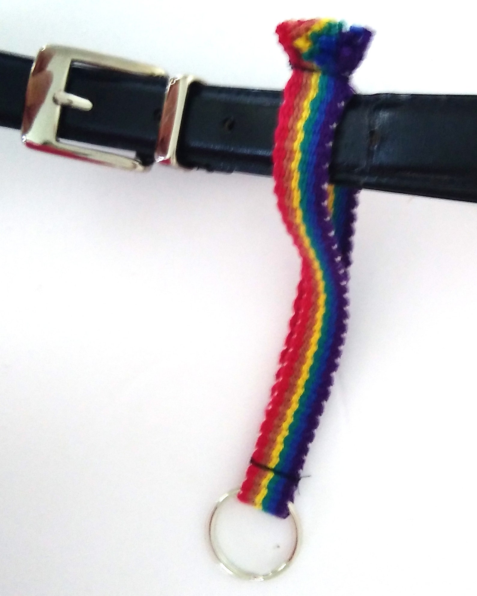 Woven Keychain in Rainbow Stripes, Inkle Band Key-fob, Hand-woven Strap ...
