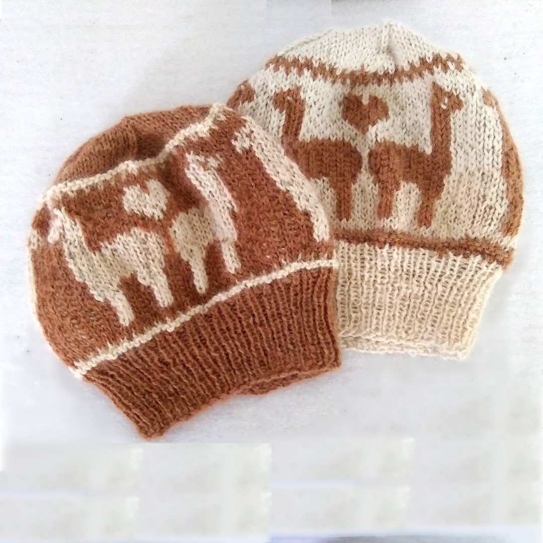 CUSTOM KNIT I Love Alpaca Hat, Hand-knit Beanie With Alpacas and Hearts ...