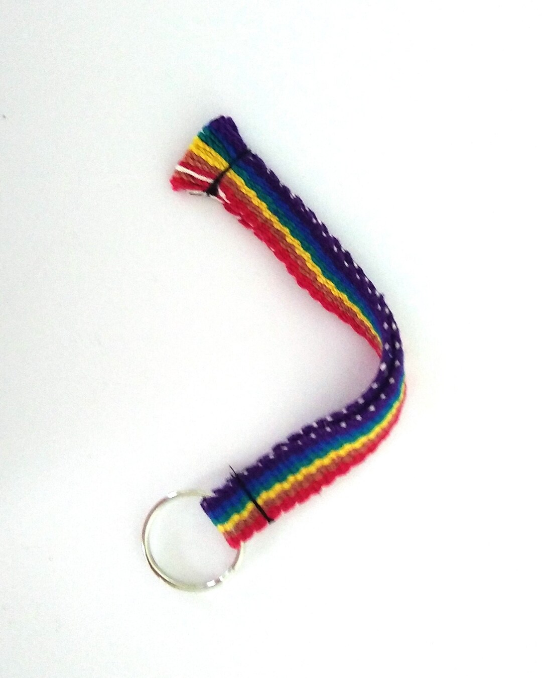 Woven Keychain in Rainbow Stripes, Inkle Band Key-fob, Hand-woven Strap ...