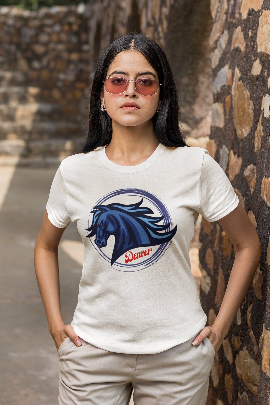 Denver Blue Mustang - Women's Softstyle Tee - Colorado DIA Airport Blue ...