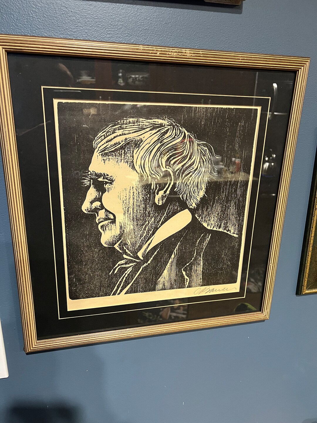 Thomas Alva Edison Vintage Woodcut Print Framed and Signed Portrait of ...