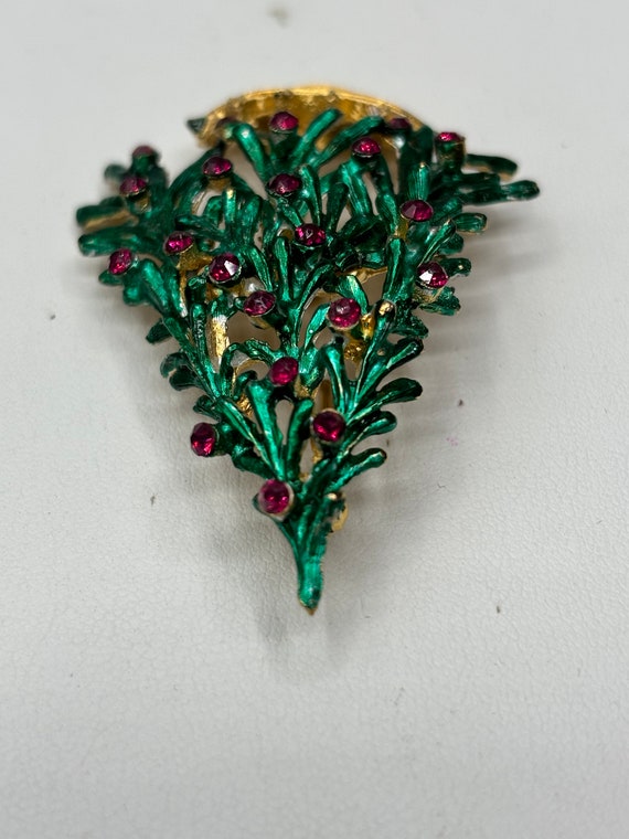 Vintage Mylu Christmas Tree Brooch - Gem
