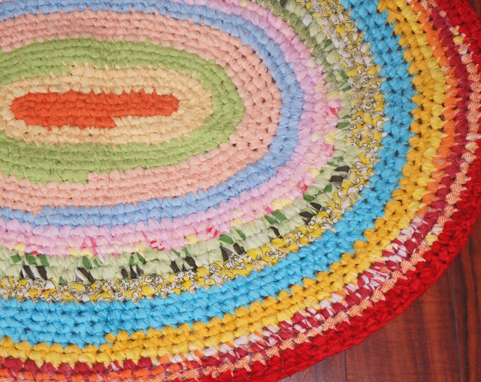 Oval Crochet Rag Rug - Colors of the Rainbow - Etsy