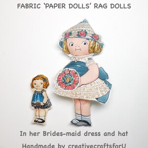 Fabric 'paper Doll', Rag Dolls, Hand Sewn Dolls, 6" and 3", Vintage ...