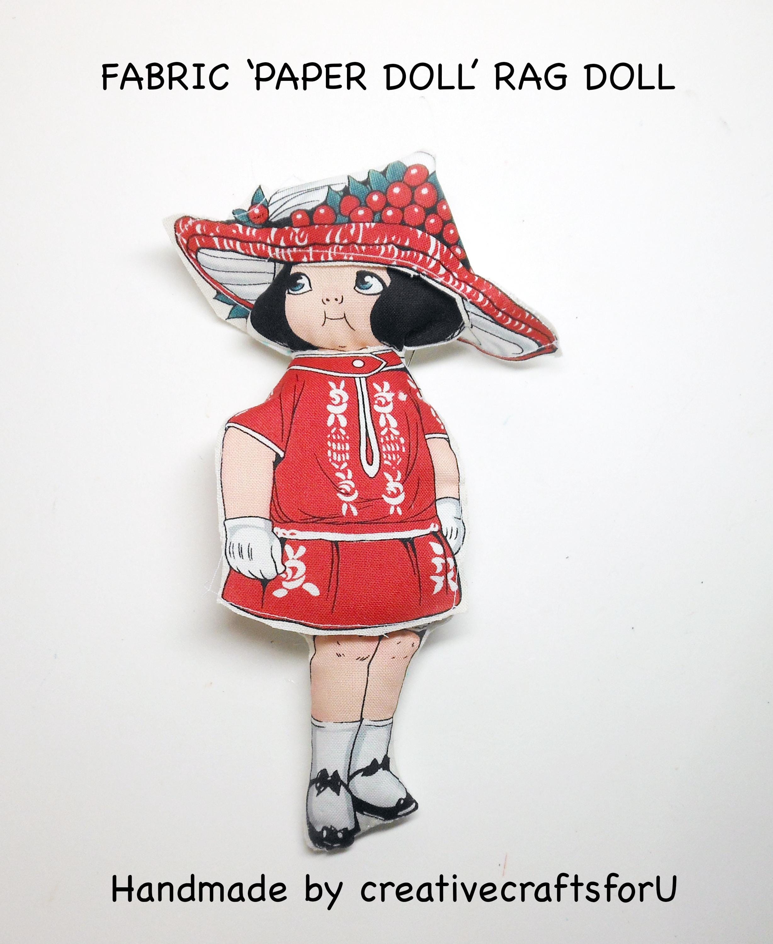 Fabric 'paper Doll', Rag Dolls, Hand Sewn Dolls, 7" and 3", Vintage ...