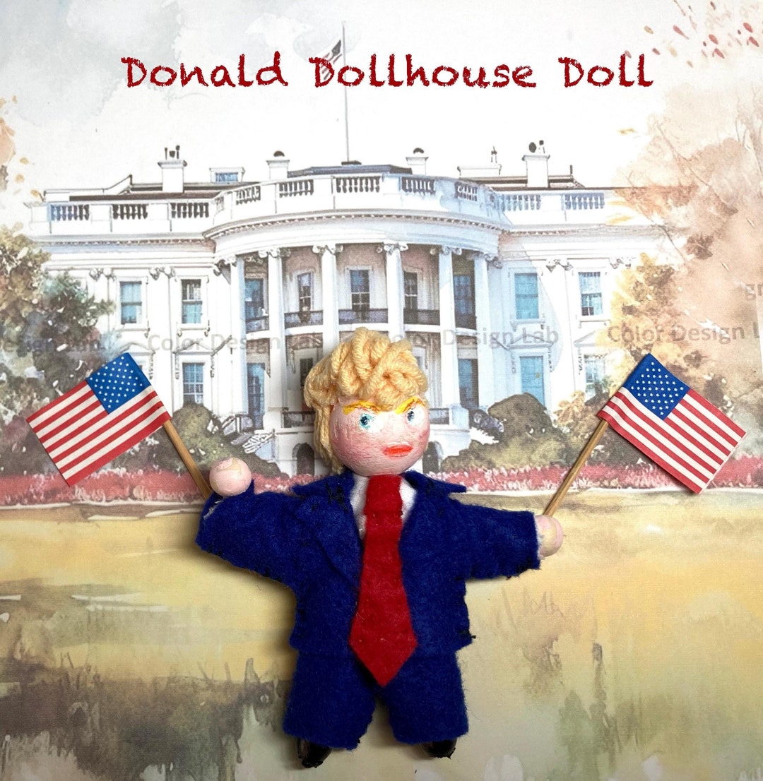 Donald Trump Handmade Doll, Dollhouse Doll, 3 1/2 Inch Tall, 1/12th ...
