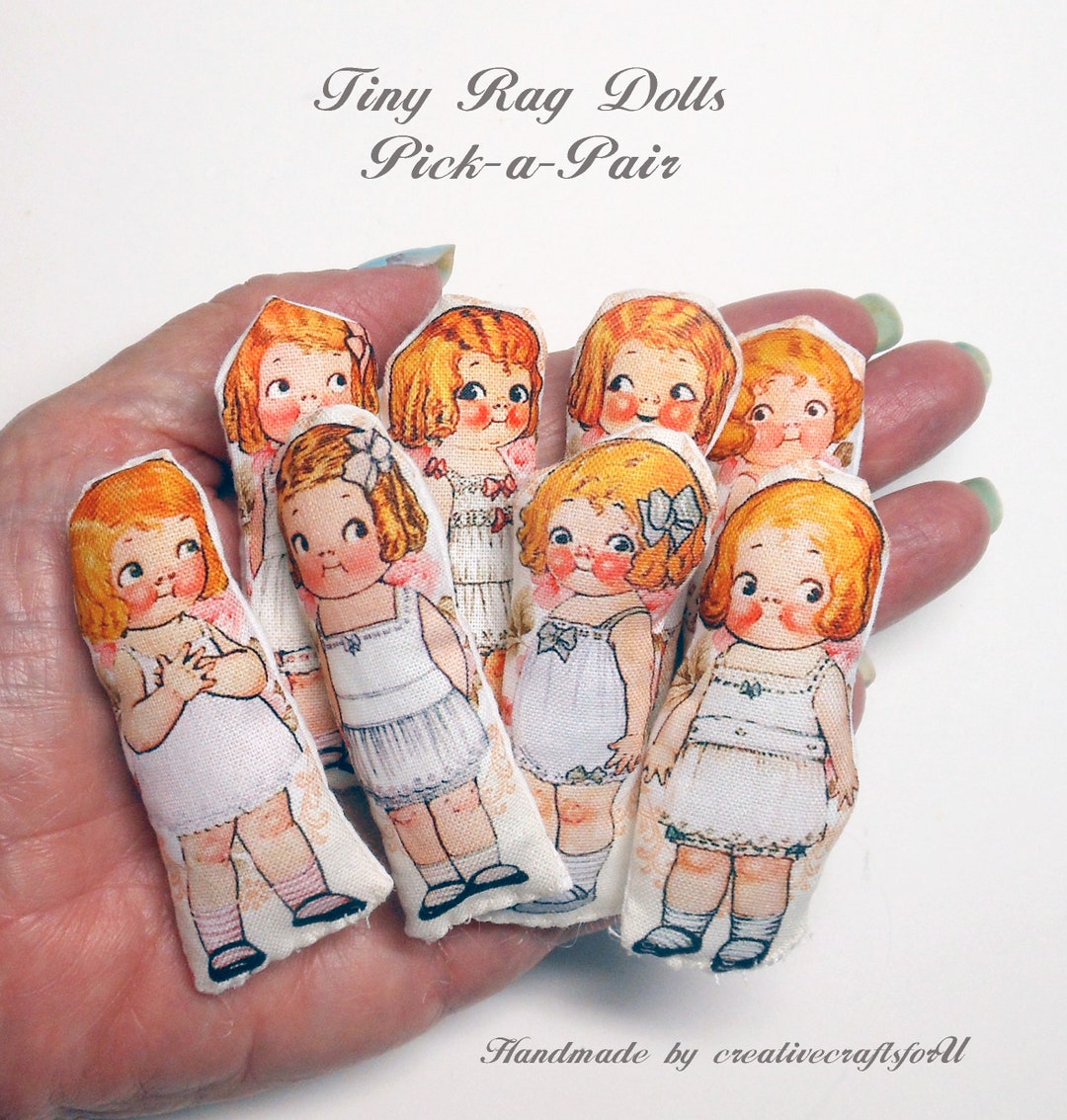 Dollhouse Rag Dolls, 2 1/2" Rag Doll, Tiny Rag Dolls, 'paper Dolls ...
