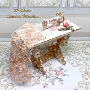 Dollhouse Sewing Machine, Antique Style Treadle Machine, Wood & Metal ...