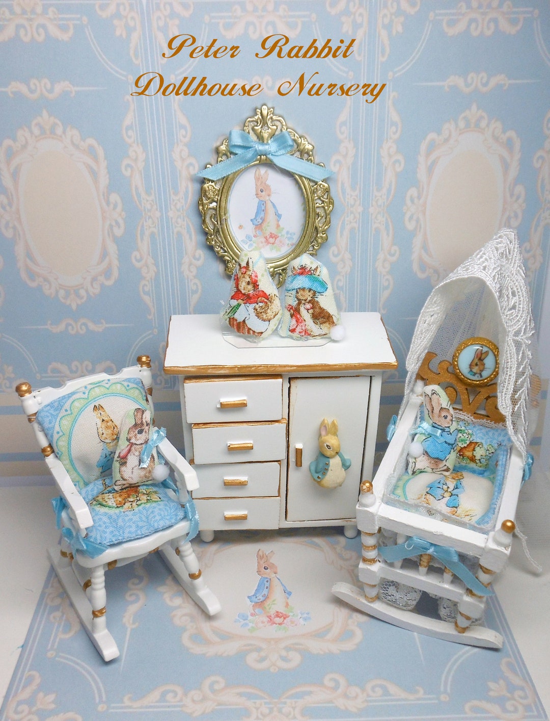 Beatrix Potter-peter Rabbit Dollhouse Nursery Set, Dressed Canopy ...