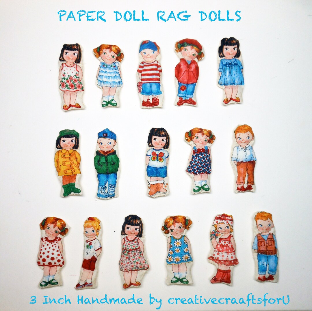 Dollhouse Rag Dolls, 3" Rag Doll, Tiny Rag Dolls, Hand Sewn Doll ...