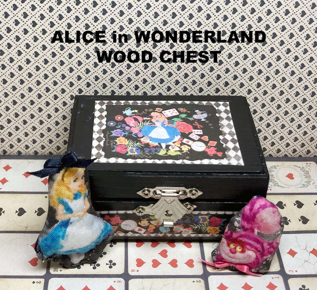 Alice in Wonderland Dollhouse Filled Wood Chest, With Alice and ...
