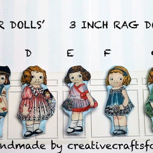 Dollhouse Rag Dolls, 3" Rag Doll, Tiny Rag Dolls, Hand Sewn Doll ...