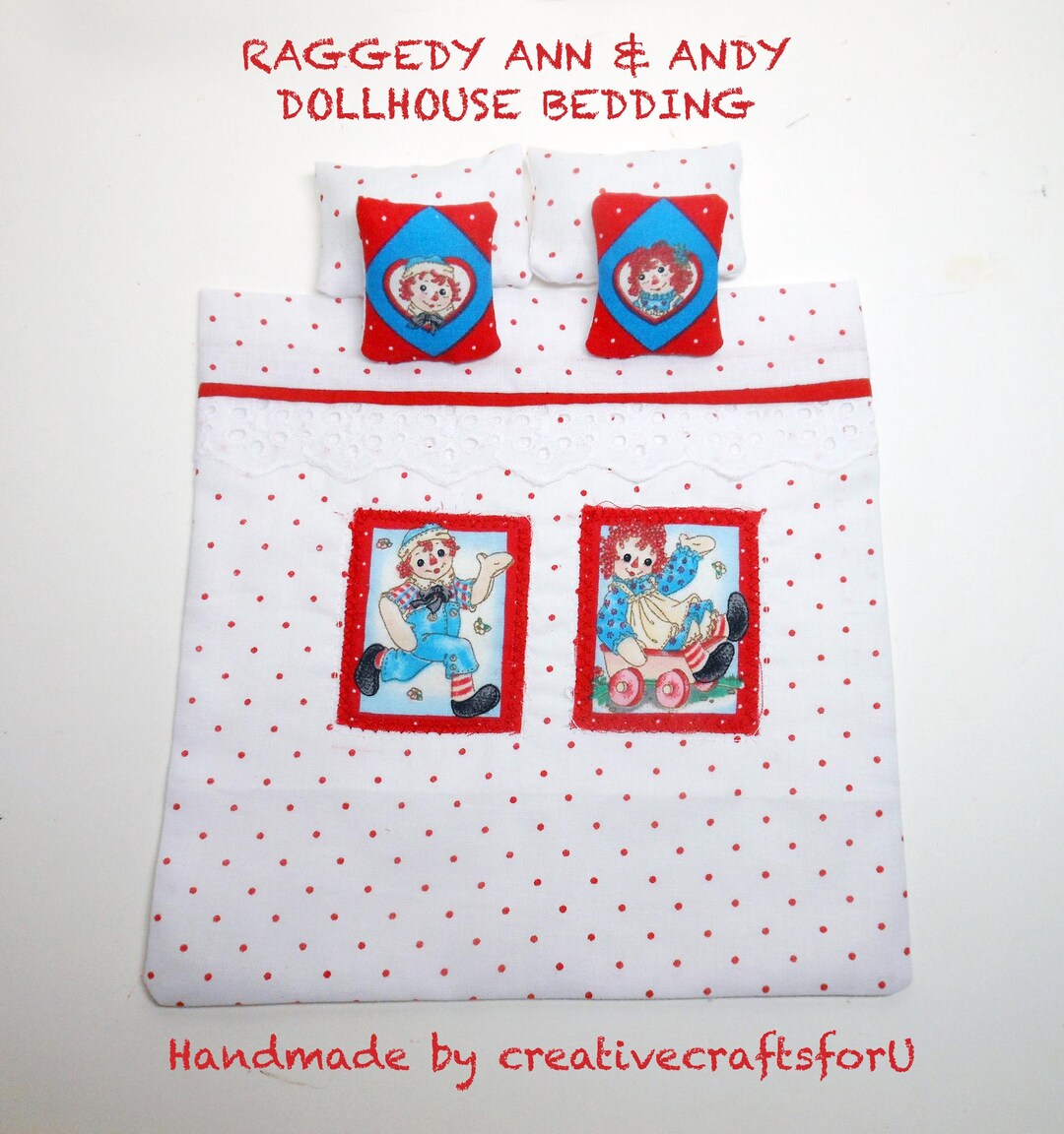 Raggedy Ann & Andy Dollhouse Bedding Set, 4 Pillows, Boy or Girl ...