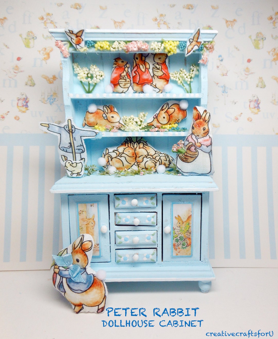 Peter Rabbit Dollhouse Filled Hutch, Beatrix Potter, Bunny Filled ...