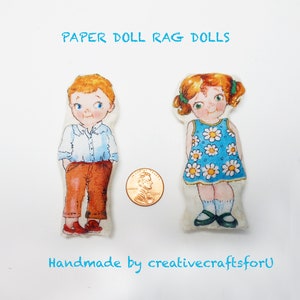 Dollhouse Rag Dolls, 3" Rag Doll, Tiny Rag Dolls, Hand Sewn Doll ...