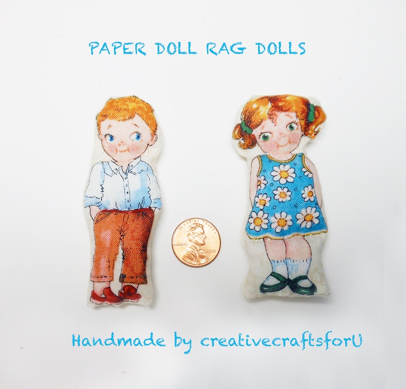 Dollhouse Rag Dolls, 3" Rag Doll, Tiny Rag Dolls, Hand Sewn Doll ...