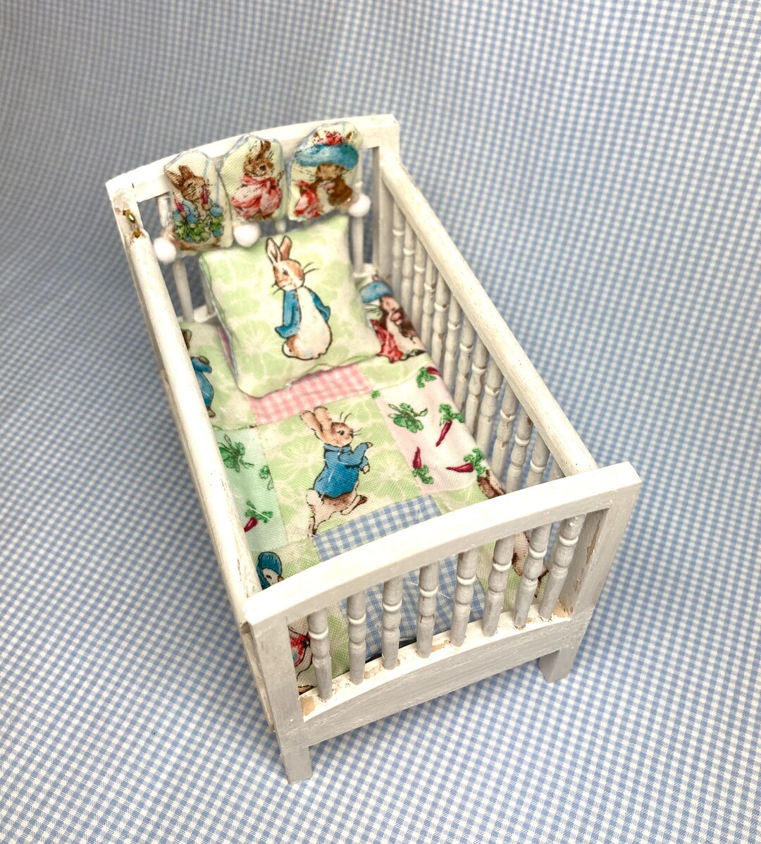 Peter Rabbit Dollhouse Crib, Dressed Crib, Beatrix Potter Handmade ...