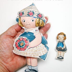 Fabric 'paper Doll', Rag Dolls, Hand Sewn Dolls, 6" and 3", Vintage ...