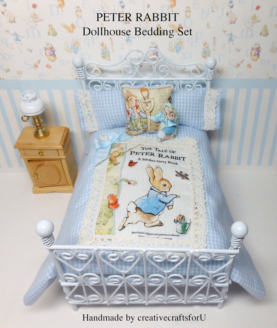 Peter Rabbit Beatrix Potter Dollhouse Bedding Set, Quilt, 3 Pillows ...