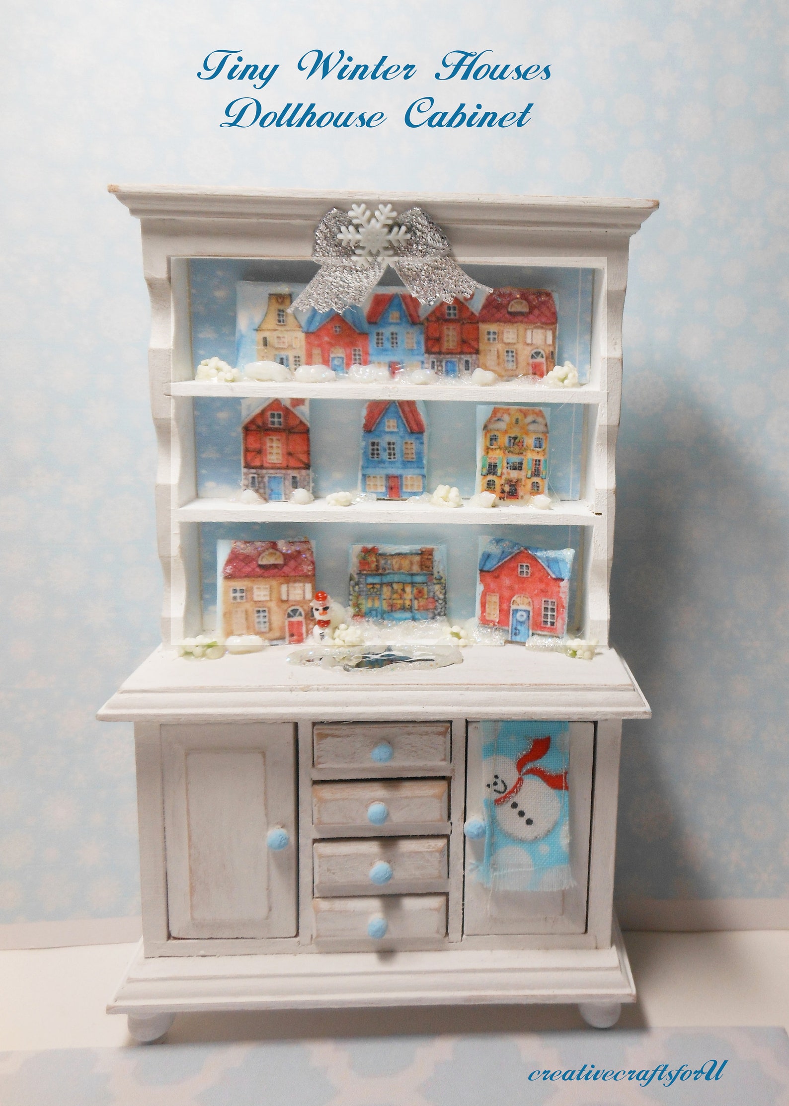 Dollhouse Filled Cabinet Wood Dressed Cabinet Tiny Winter - Etsy