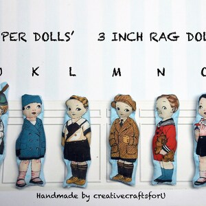 Dollhouse Rag Dolls, 3" Rag Doll, Tiny Rag Dolls, Hand Sewn Doll ...
