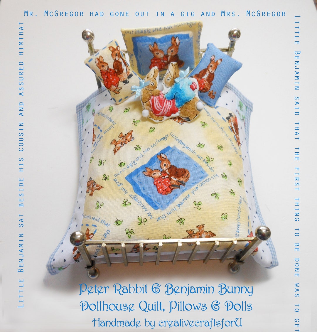 Beatrix Potter, Peter Rabbit Dollhouse Quilt, 3 Pillows +peter Rabbit ...