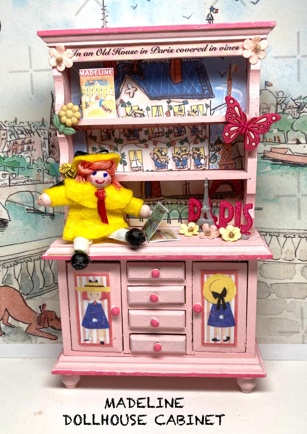 Madeline Dollhouse Wood Filled Cabinet, 'old House in Paris', Madeline ...