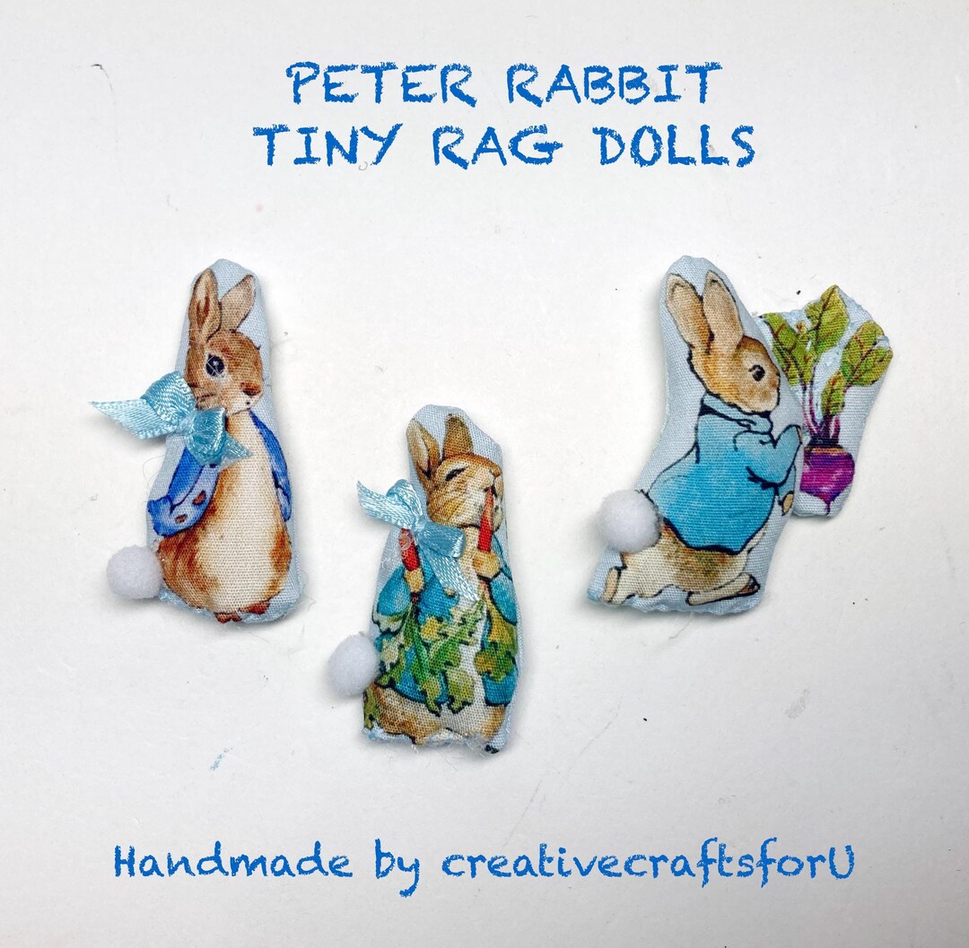 Peter Rabbit Tiny Rag Dolls, 1 3/4 Inches Tall, Cute Peter Rabbit Doll ...