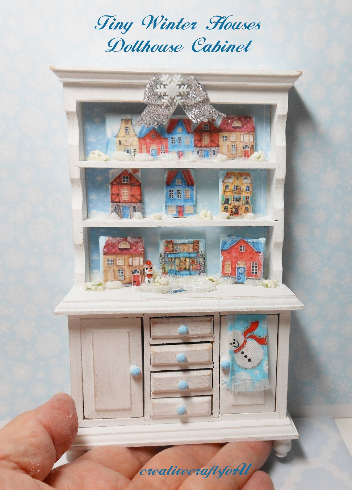 Dollhouse Filled Cabinet Wood Dressed Cabinet Tiny Winter - Etsy