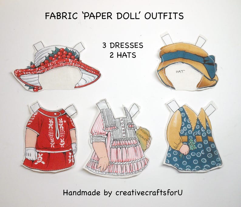 Fabric 'paper Doll', Rag Dolls, Hand Sewn Dolls, 7" and 3", Vintage ...