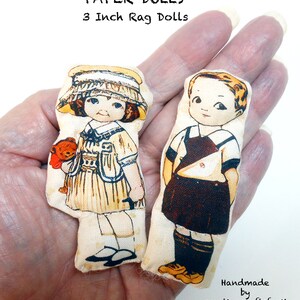 Dollhouse Rag Dolls, 3" Rag Doll, Tiny Rag Dolls, Hand Sewn Doll ...