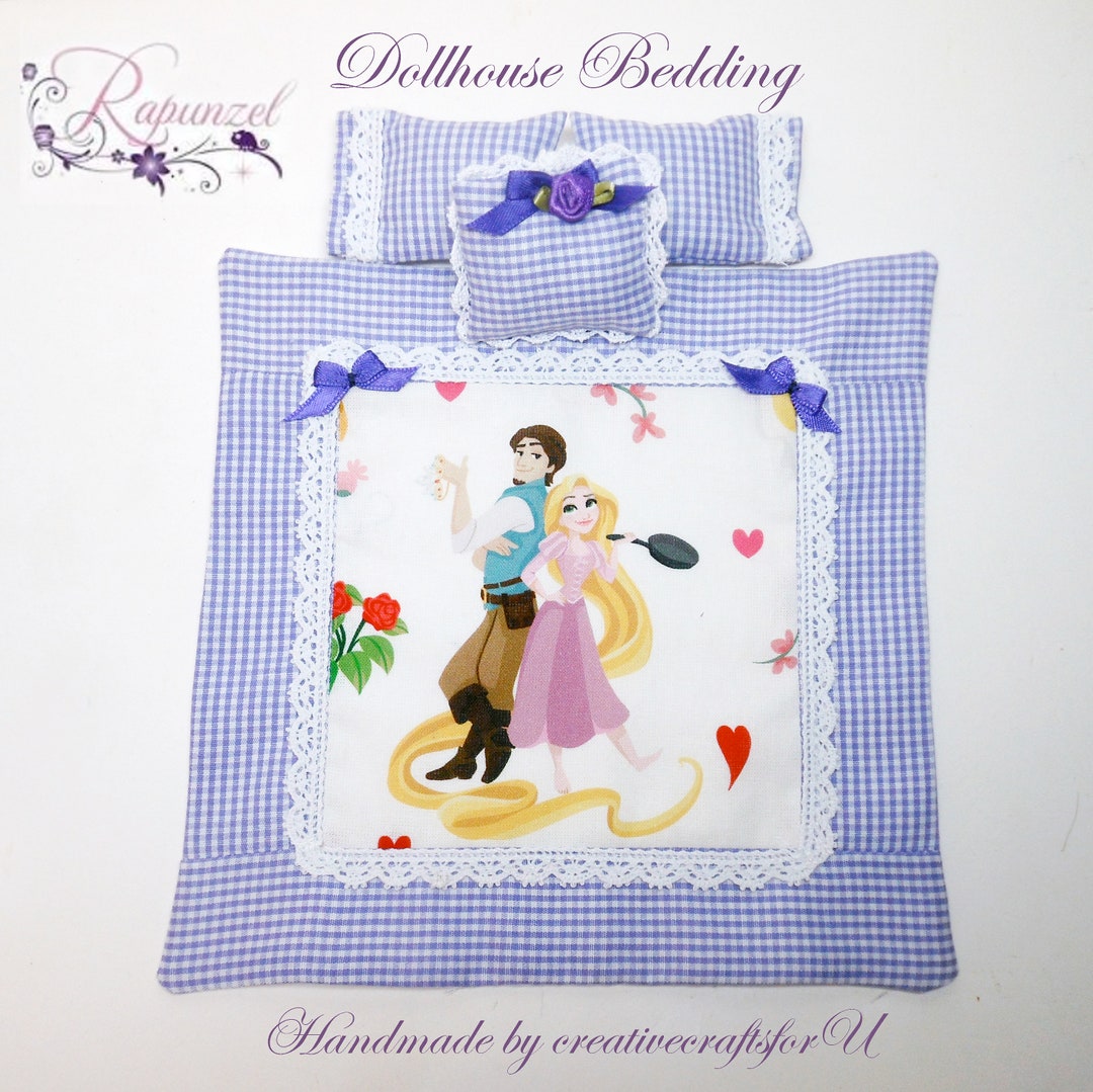 Dollhouse Rapunzel Bed Set, 3 Pillows, Lavender, Lace, Pretty, Princess ...
