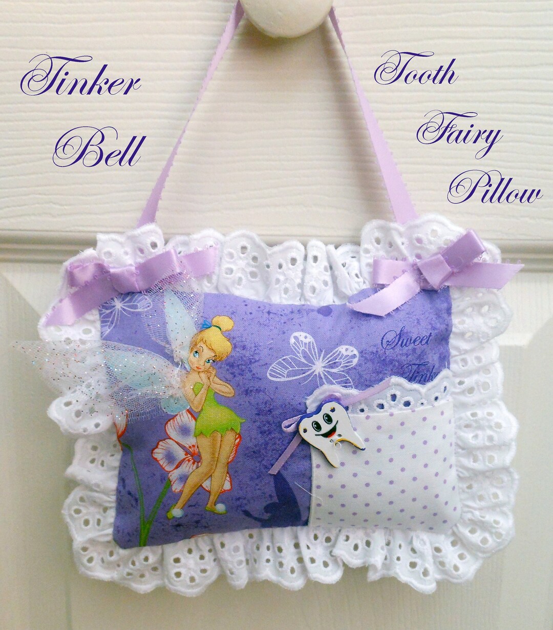 Tinker Bell Tooth Fairy Pillow, Hanging Pillow, Pocket With Tooth ...