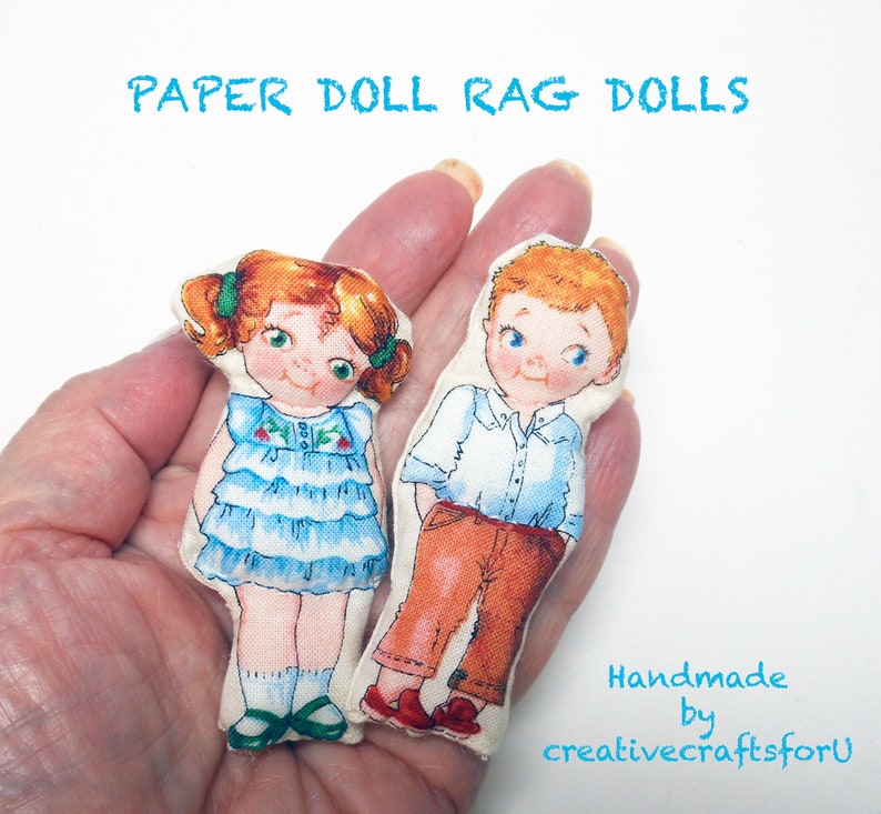 Dollhouse Rag Dolls, 3" Rag Doll, Tiny Rag Dolls, Hand Sewn Doll ...