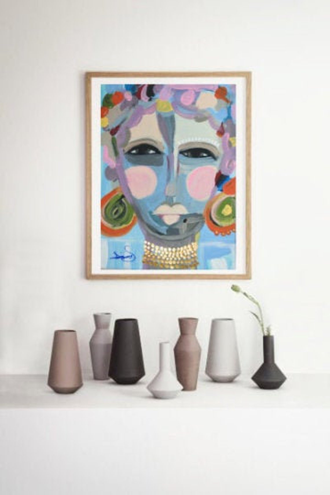 CUSTOM REQUEST for Val My Blue Face Lady Art Print | Etsy