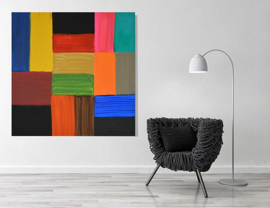 Color Blocks #two -- Prints & Canvas Painting Large 36"x36" Abstract ...
