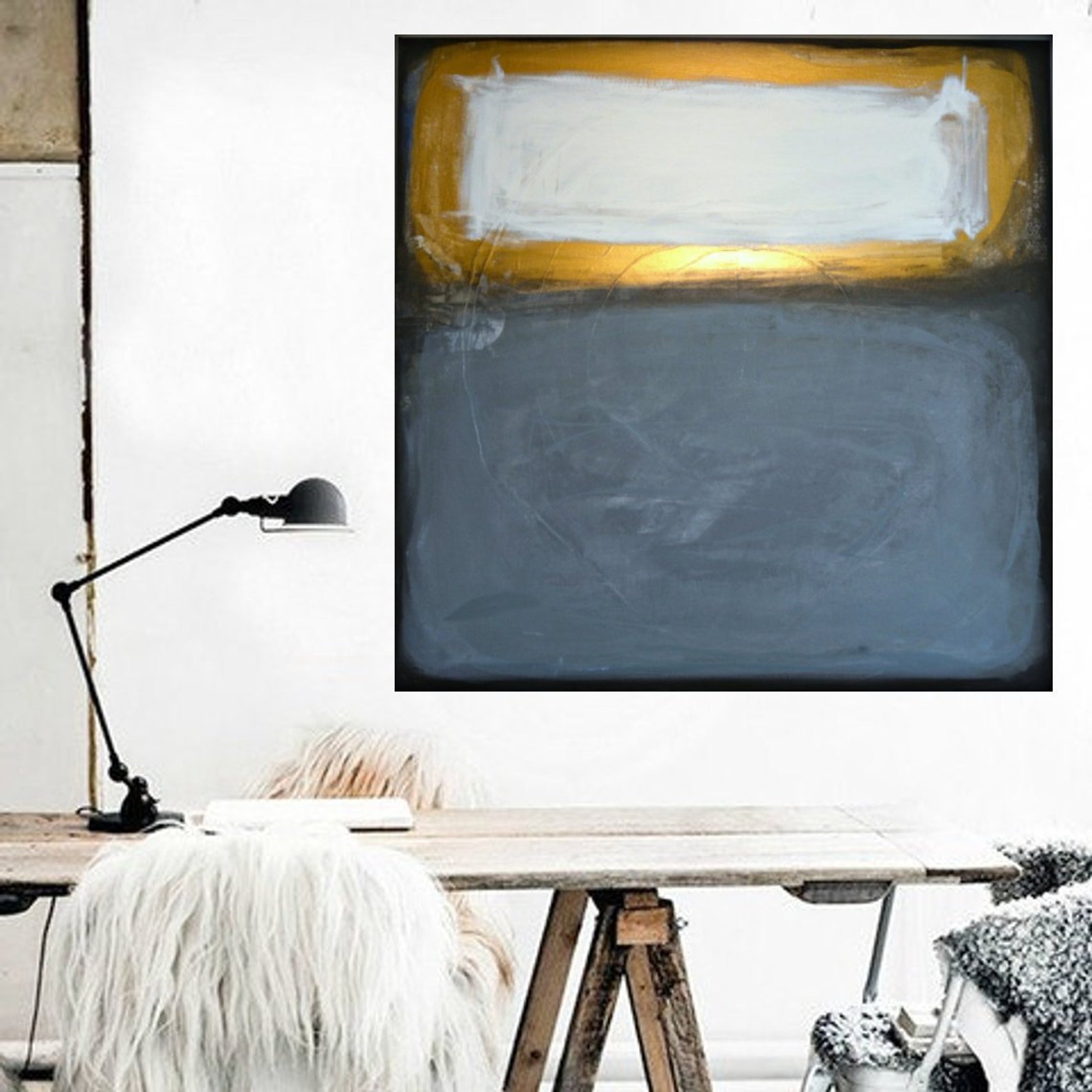 CUSTOM for Morgan Ward-grey/black/white/gold Metallic LARGE 36"x36 ...