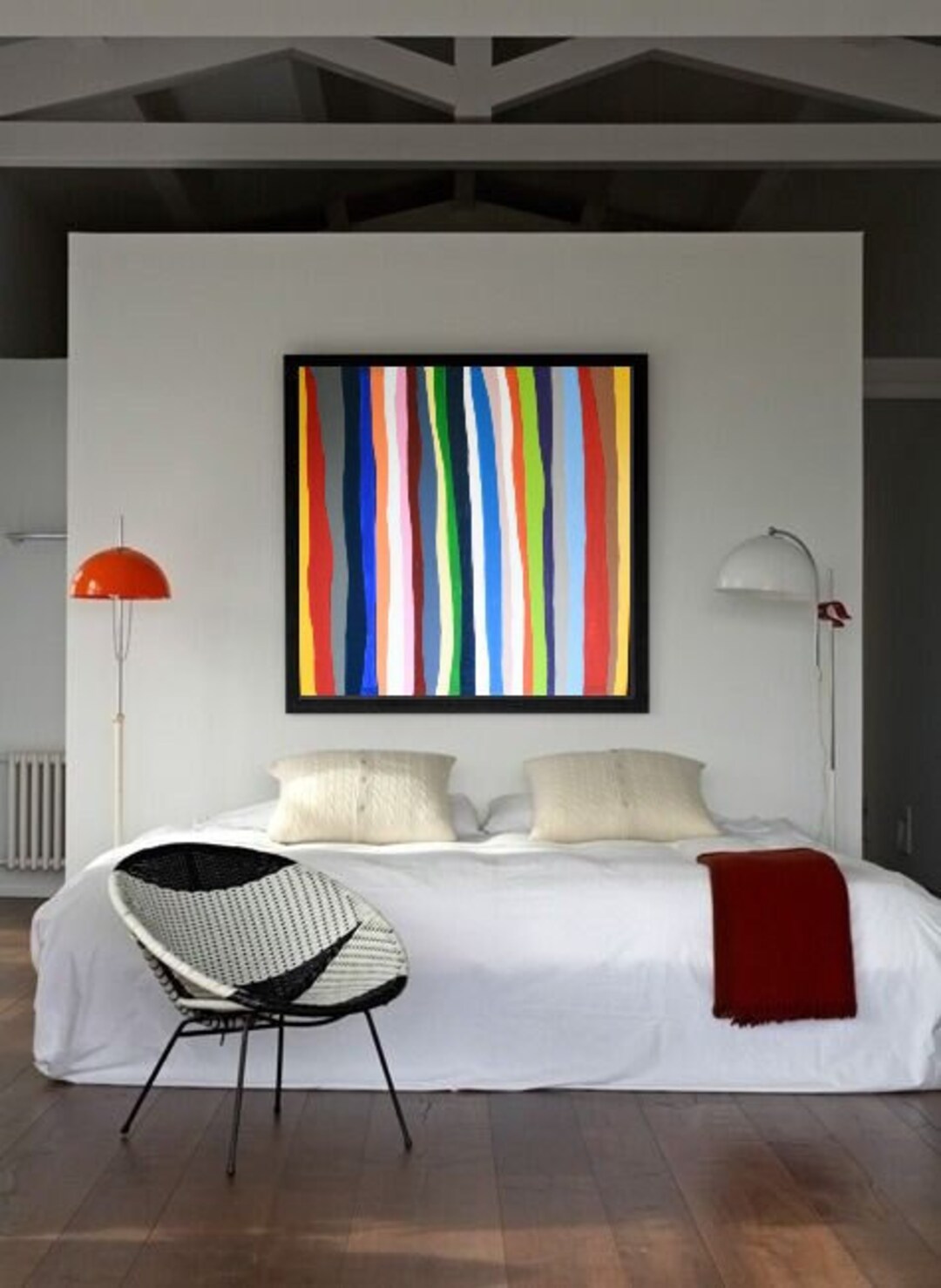 Sale Stripes Canvas Minimal Wall Art, Modern Home Decor Painting ...