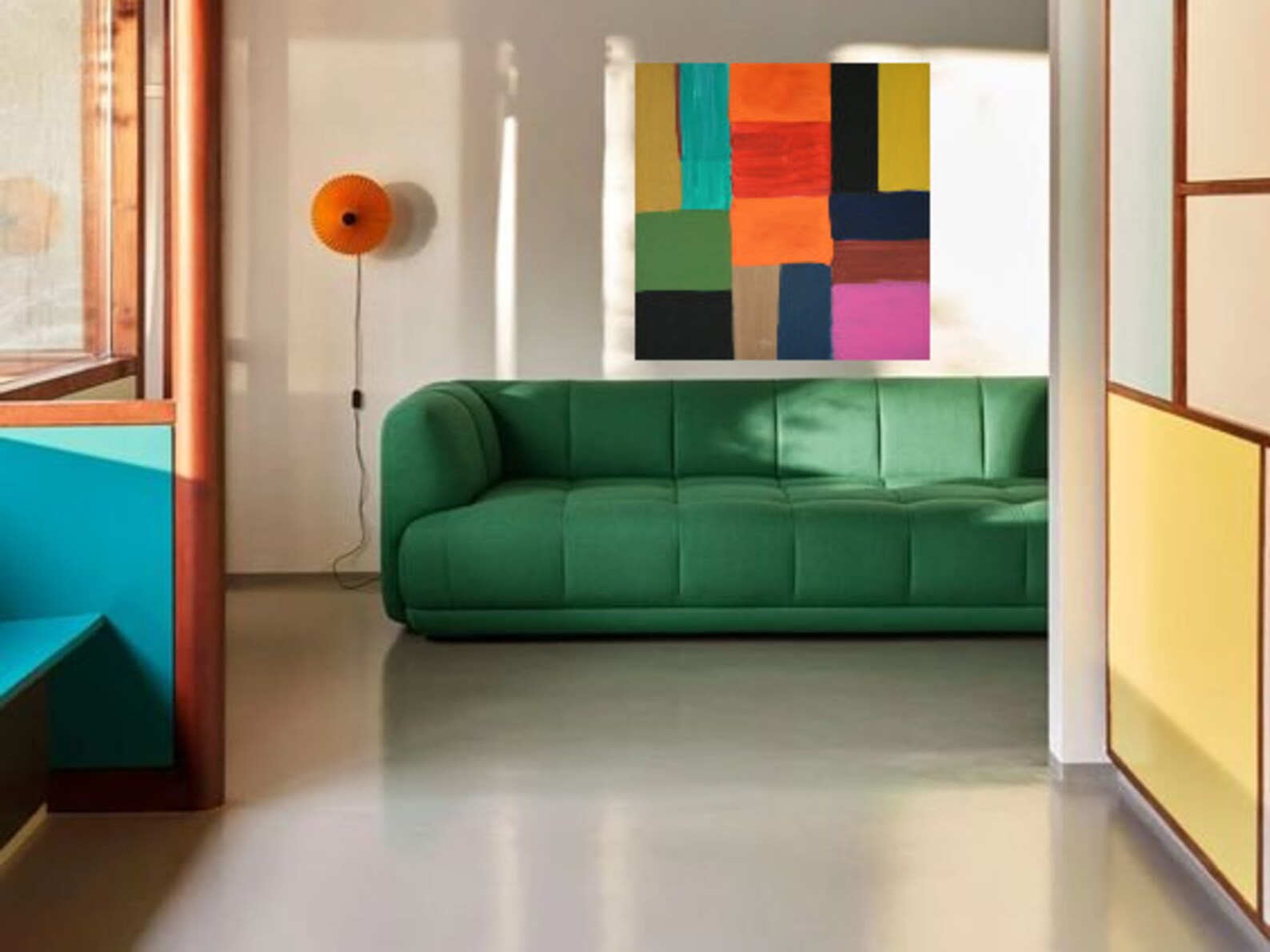 Color Blocks I Small Prints & Large Canvas Painting 36"x36" Abstract ...