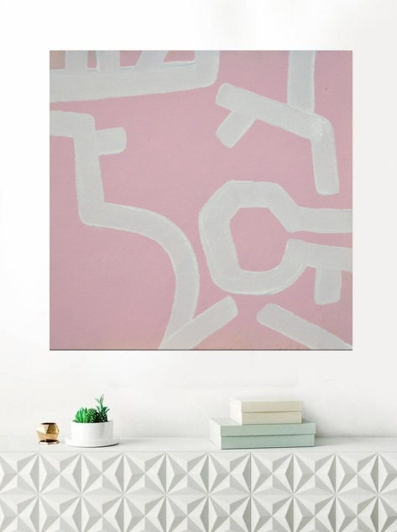 SALE Pink Blocks LARGE 30"x30" Unstretched Canvas Painting Abstract ...