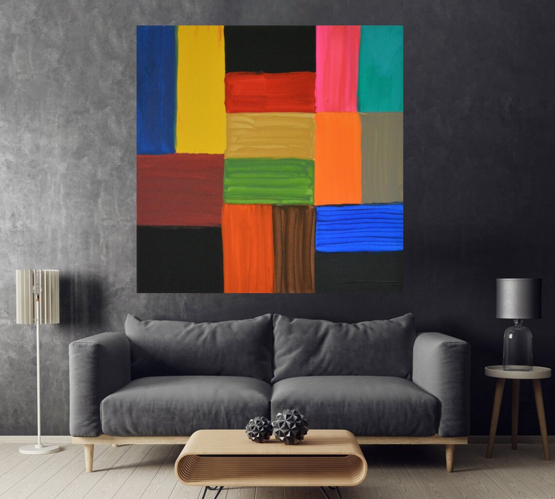 Color Blocks two Prints & Canvas Painting Large | Etsy