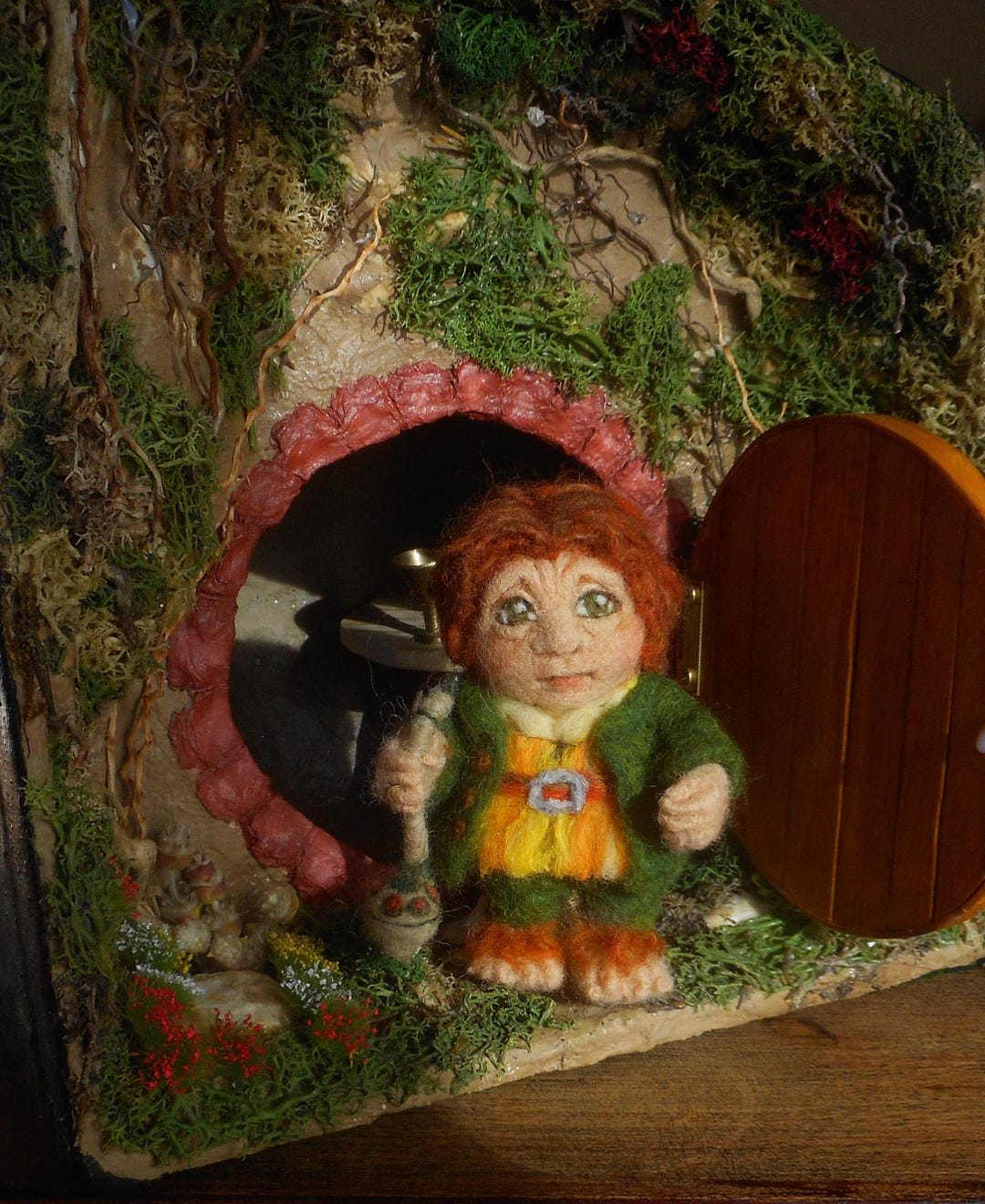 Hobbit Hole Diorama Bilbo Baggins, Felted Doll, Rankin/bass 1977 OOAK ...